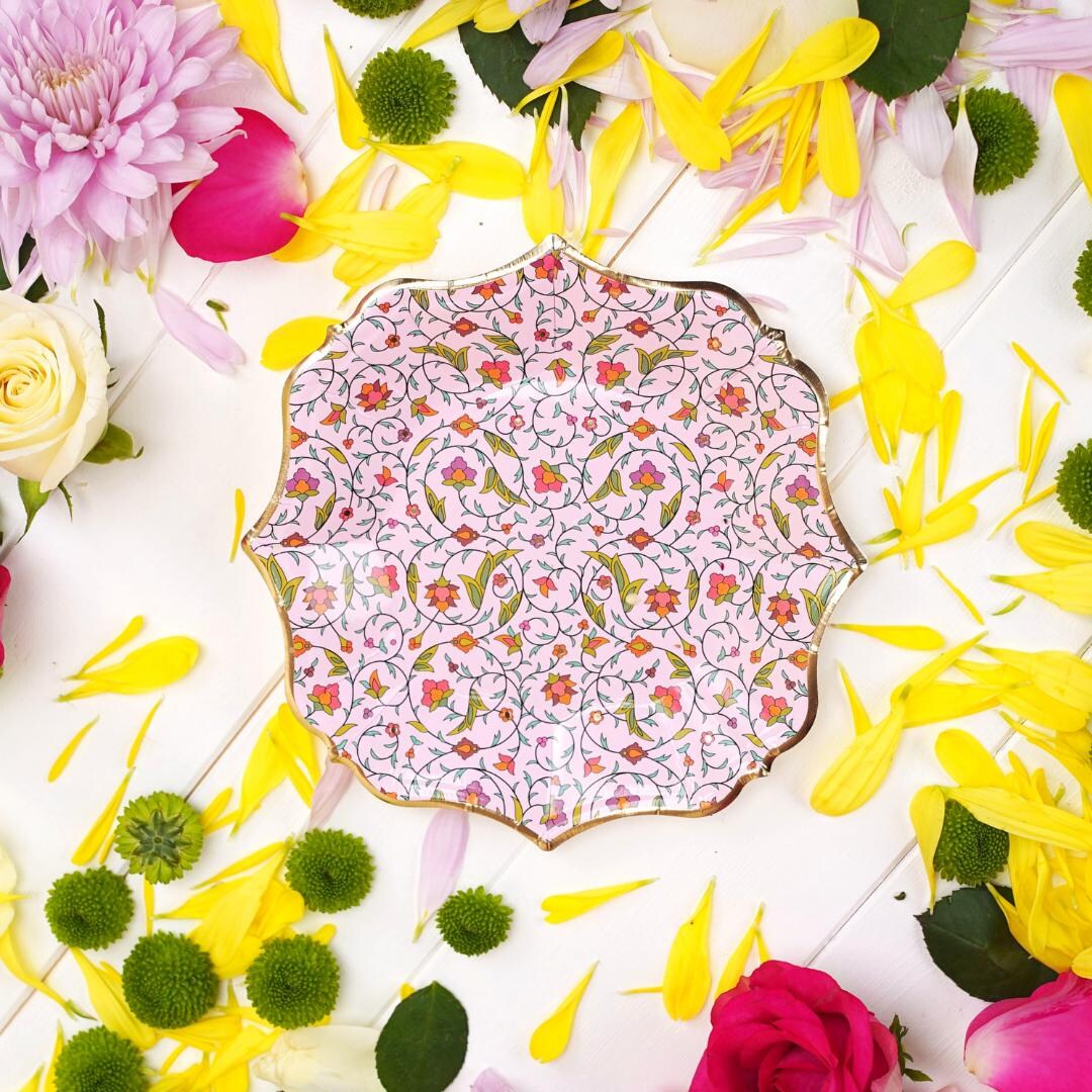 Persian Party Dessert Plates 10pk - Pink Floral Party Decor Persian New ...