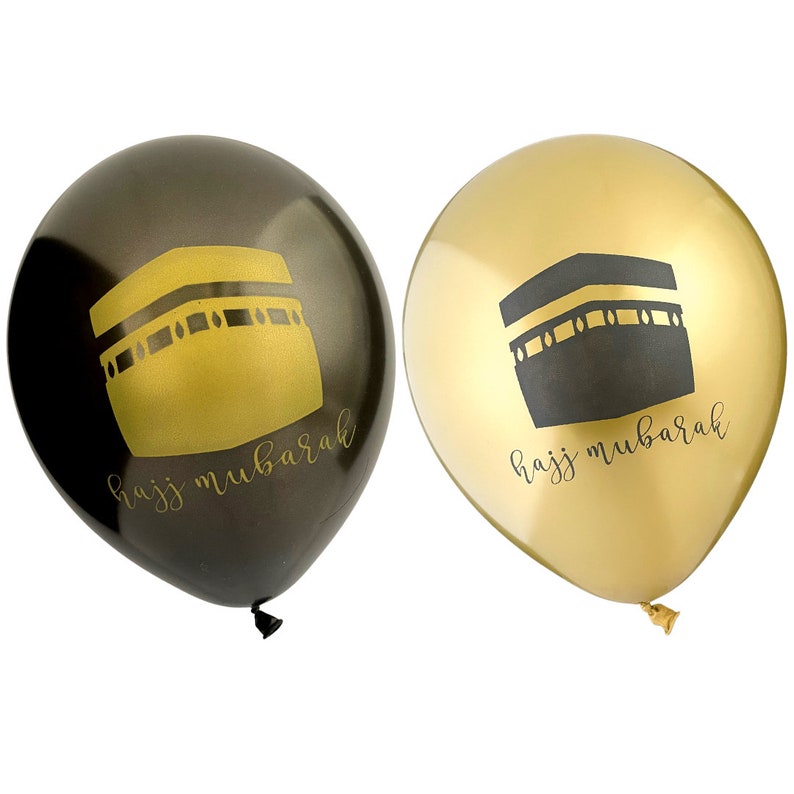 Hajj Party Balloons 10pk - Black & Gold Hajj Mubarak Balloon Set ...