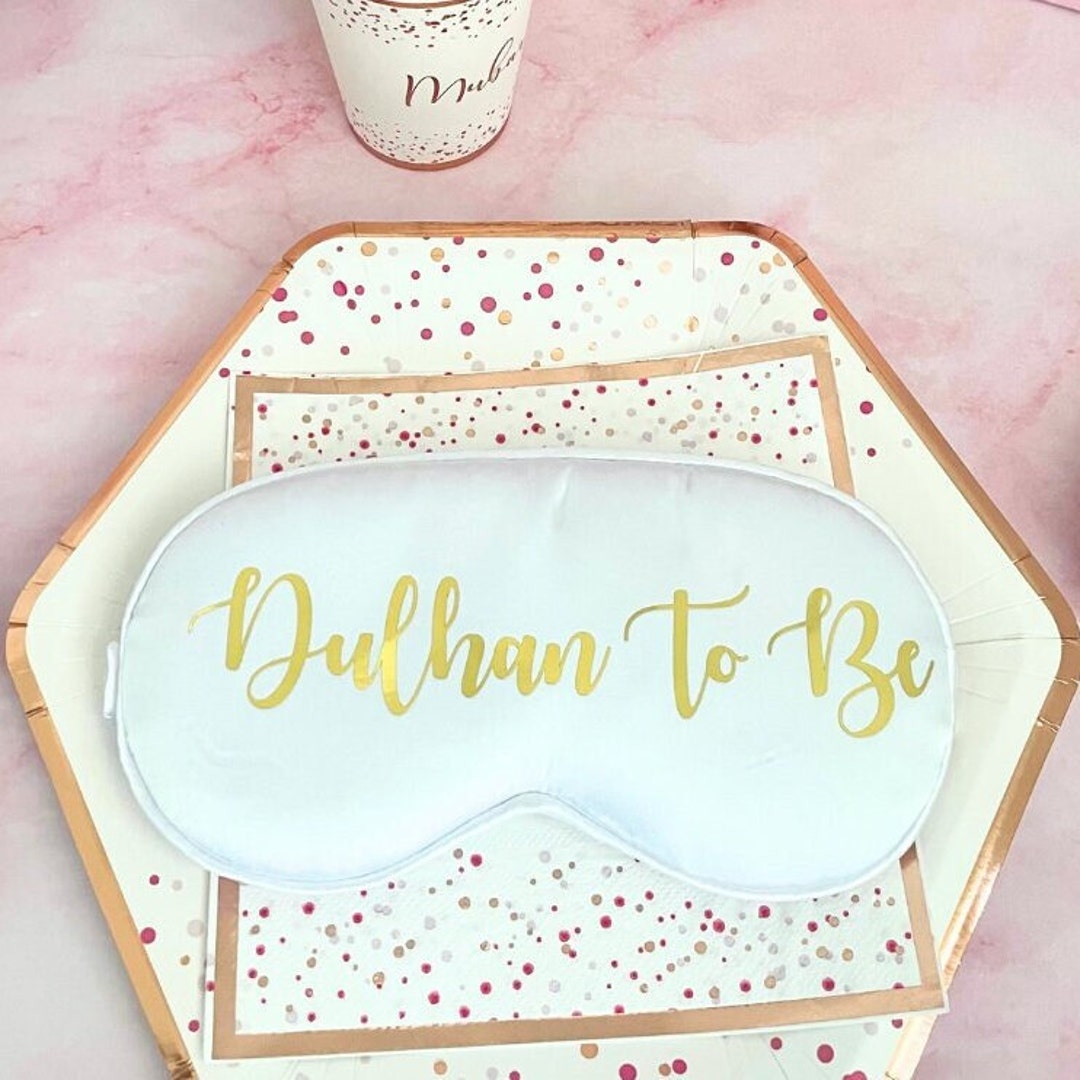 Dulhan to Be Eye Mask - White & Gold Team Bride Gift Bridal Eye Mask ...