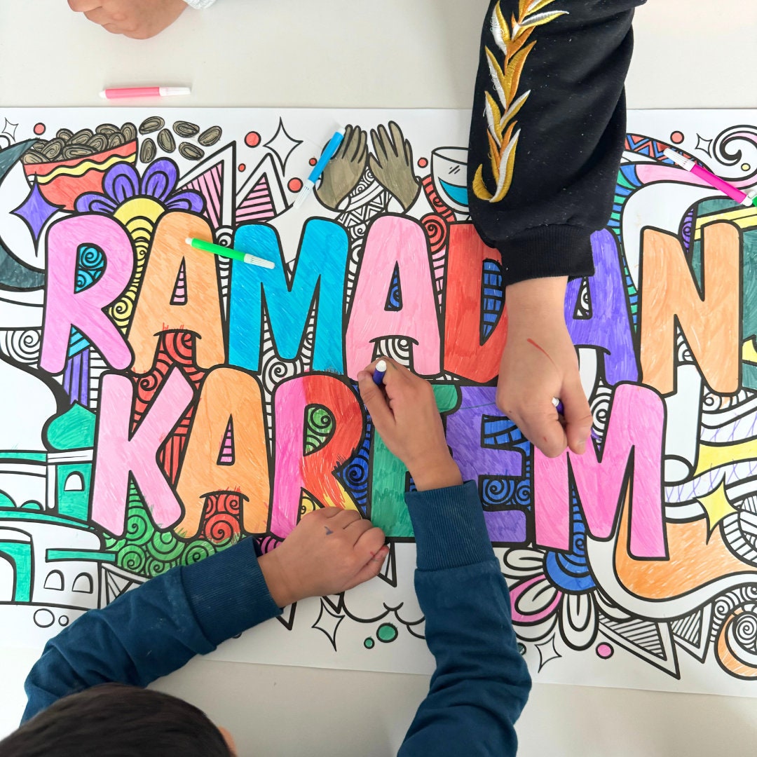 Ramadan Kareem Giant Colouring Poster Banner - 1.4m Large Ramadan ...