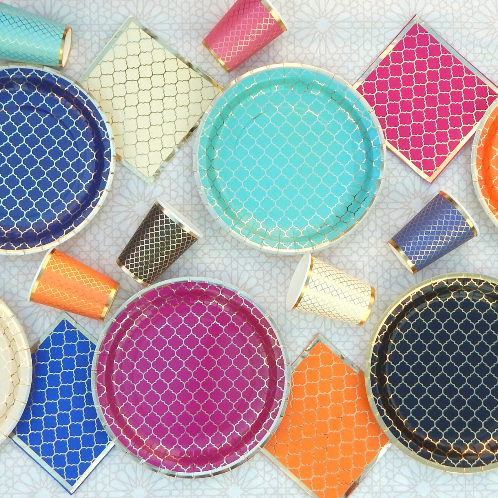 Moroccan Party Pack - Teal Moroccan Decor Moroccan Plates Moroccan Cups ...