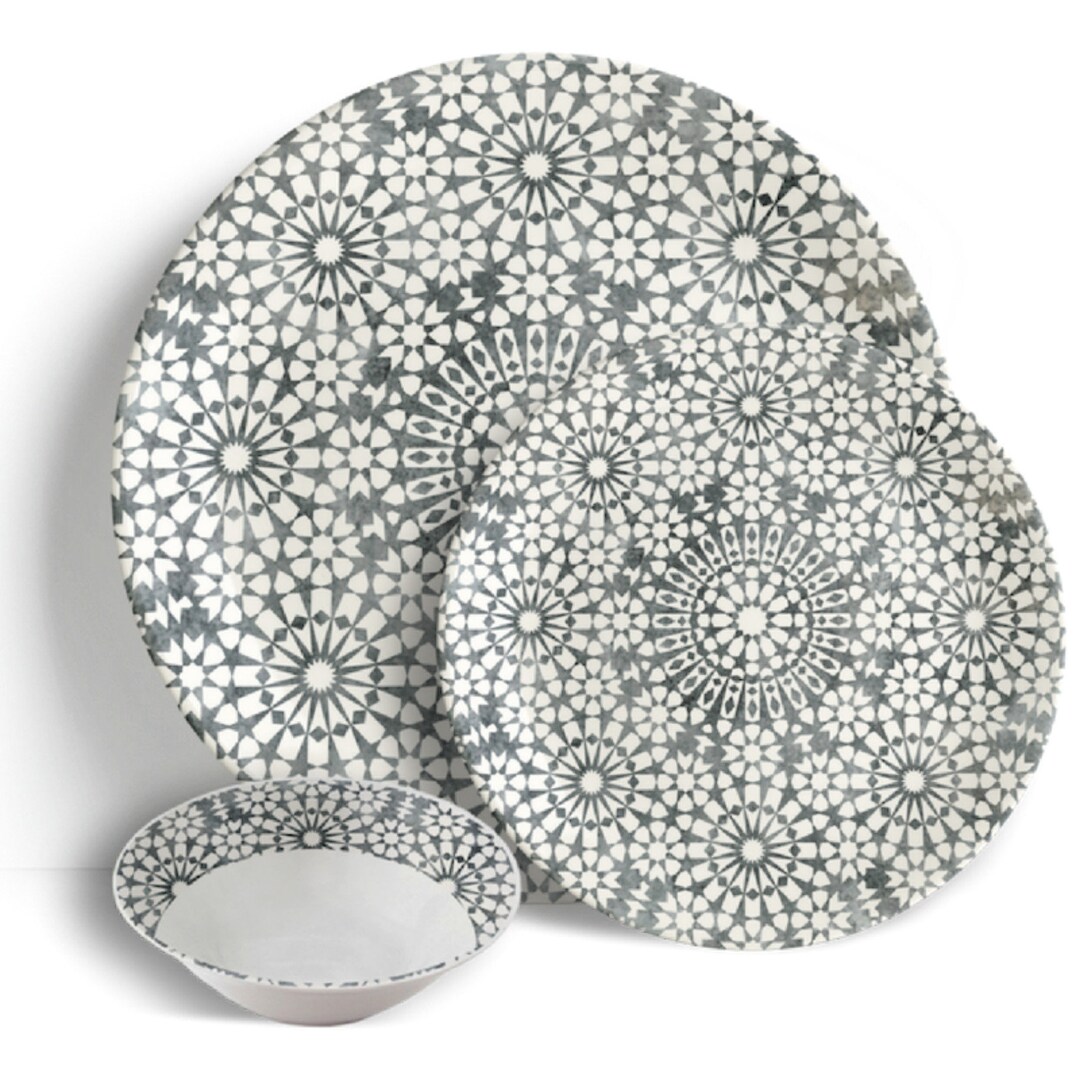 Roma Pebble 18pc Dinner Set - Ceramic Porcelain China Moroccan Dinner ...