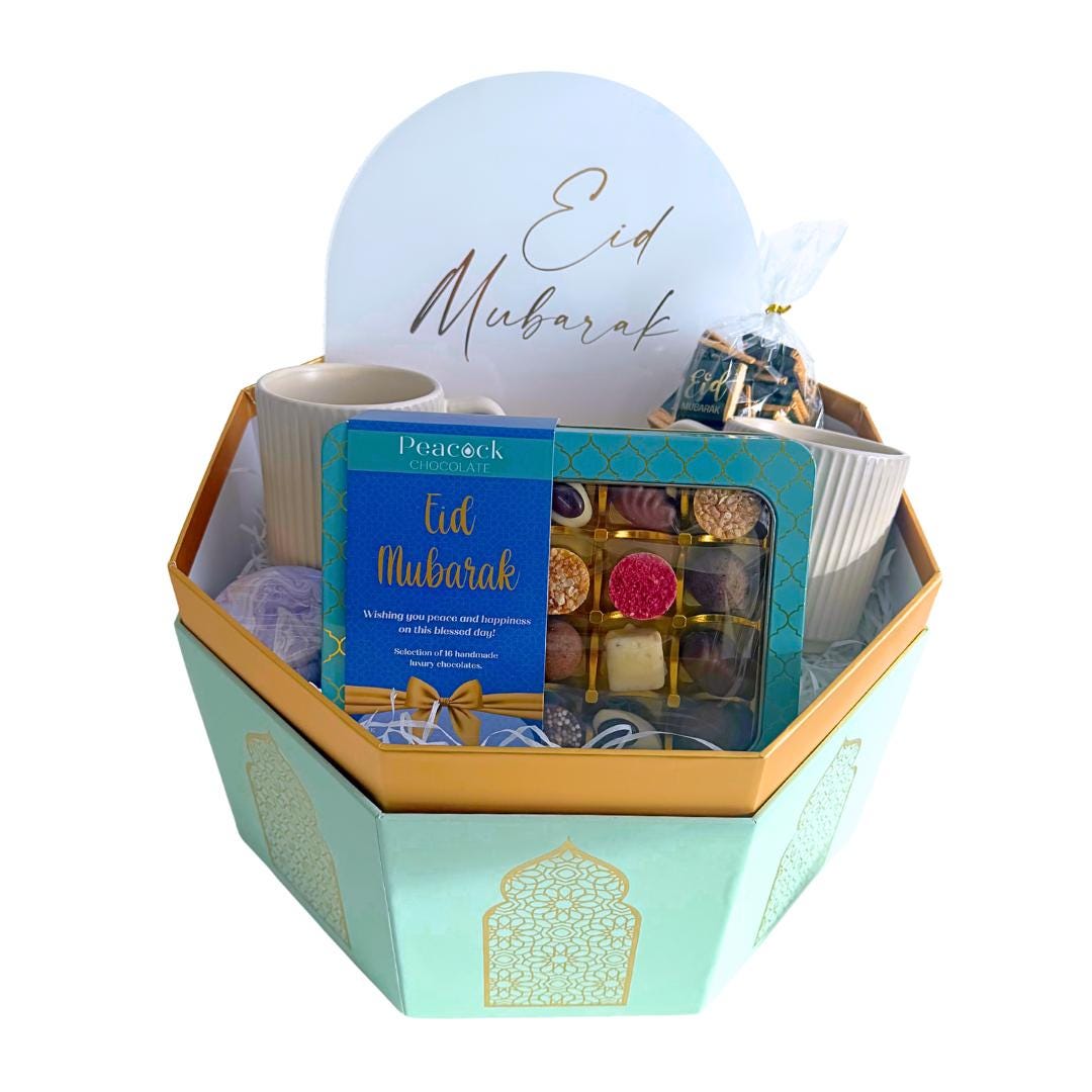 Eid Large Hamper Gift Box - Personalised Gift Chocolate Set Eid Mubarak ...