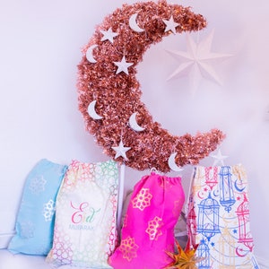 5ft Eid Moon Tree & LED Lights Rose Gold - Large Crescent Moon Tree 3D ...