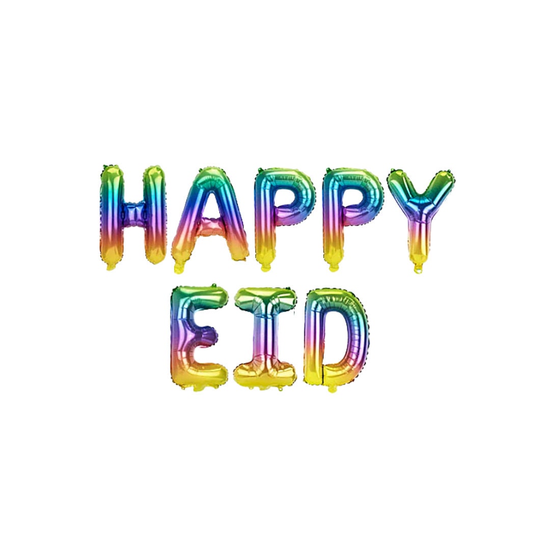 Happy Eid Foil Balloons - Rainbow Party Balloons Set Eid Party Decorations Eid Decor Islamic ...