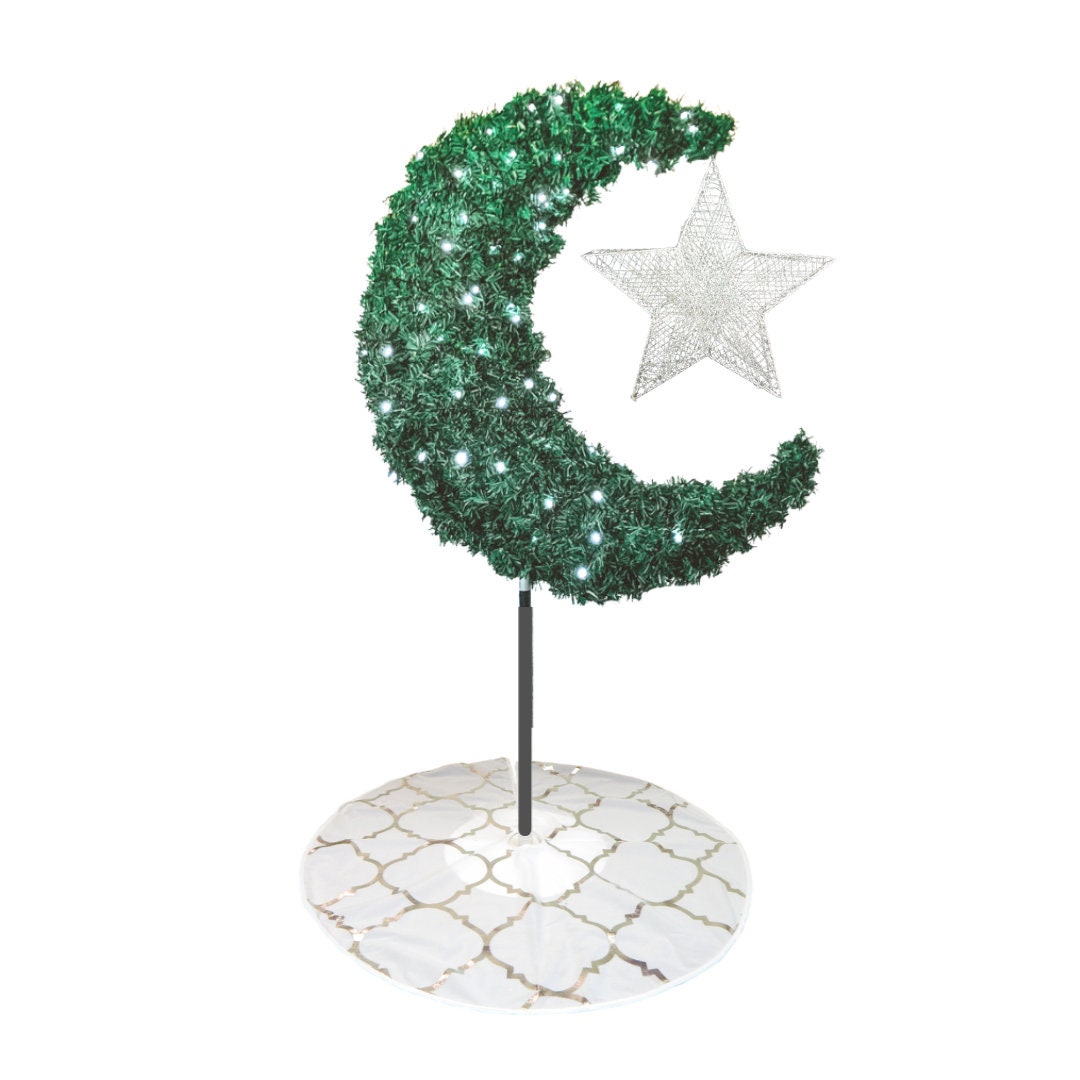 Eid Moon Tree Bundle Star and Skirt & Baubles Green Tree Skirts Tree ...