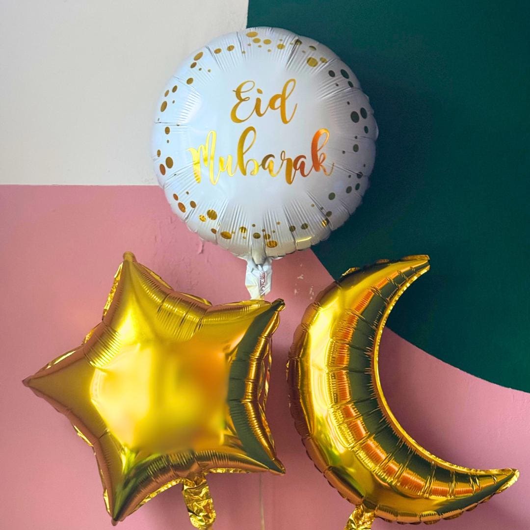 Eid Foil Balloon Bundle - Inflated With Helium Eid Party Balloon Set ...