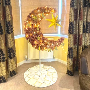 5ft Eid Moon Tree & LED Lights Rose Gold - Large Crescent Moon Tree 3D ...