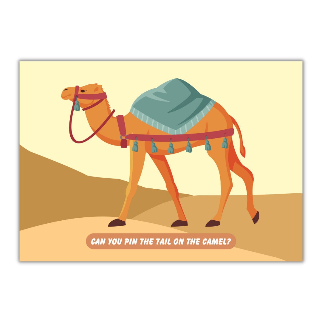 Pin the Tail on the Camel Party Game Pack - Includes Blindfold ...