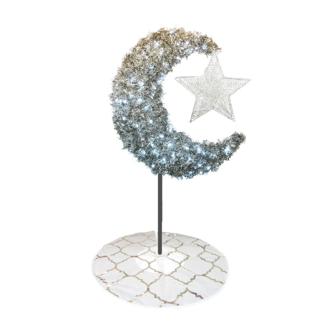 Eid Moon Tree Bundle Silver With Star & Skirt Tree Skirts Tree Decor ...