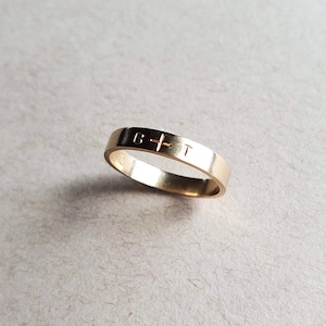 Custom Solid 14k Gold Stamp Ring, Name or Date Ring, Handmade Ring - Etsy