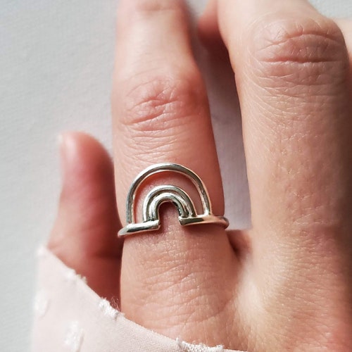 Rainbow Ring Sterling Silver Ring Arch Ring Handmade Ring | Etsy