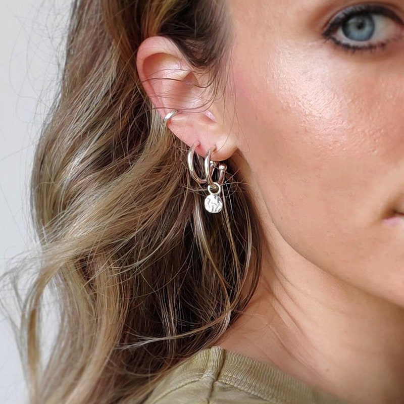 Charm Hoop Earrings - Etsy