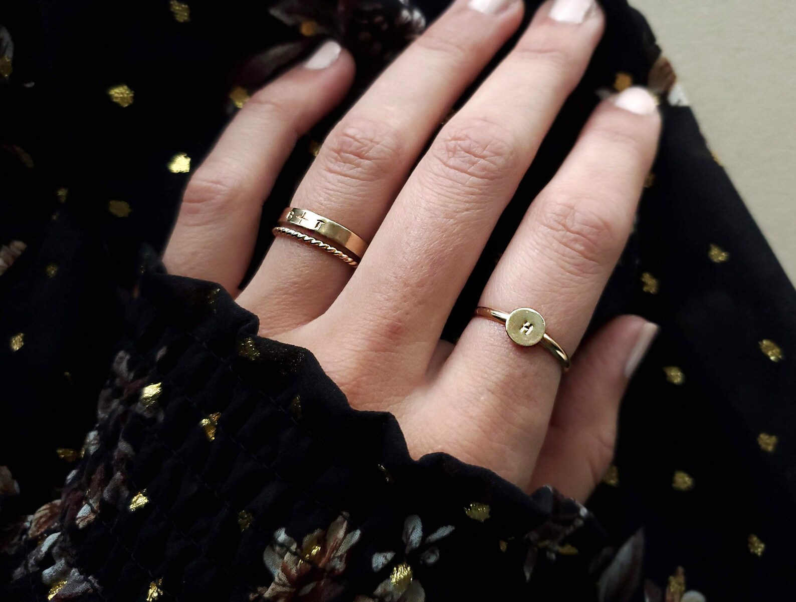 Custom Solid 14k Gold Stamp Ring Name or Date Ring Handmade | Etsy