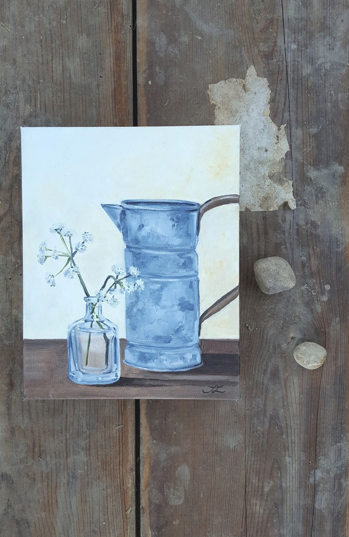 Simple Life -original Oil Painting, Rustic Sill Life, Small Painting ...