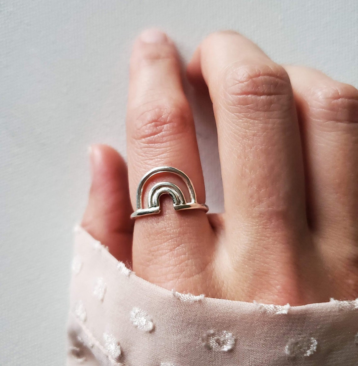 Rainbow Ring Sterling Silver Ring Arch Ring Handmade Ring | Etsy