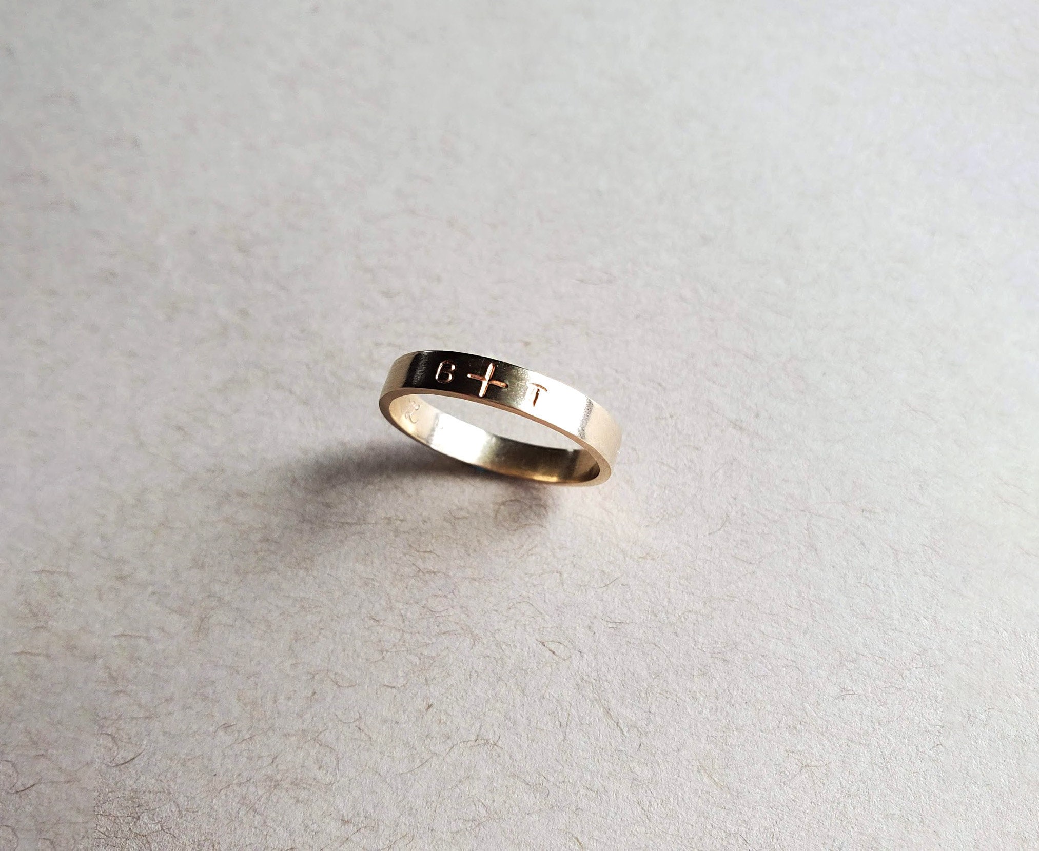 Custom Solid 14k Gold Stamp Ring Name or Date Ring Handmade - Etsy