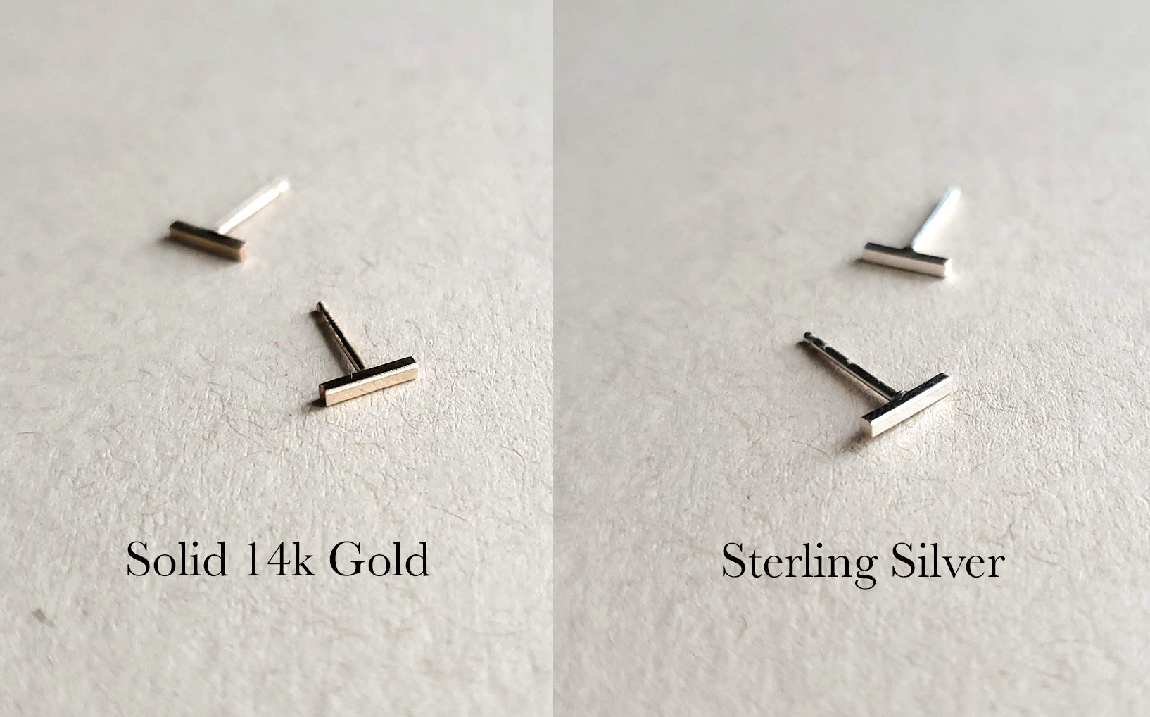 Classic Mini Bars 14k Gold and Sterling Silver Stud - Etsy