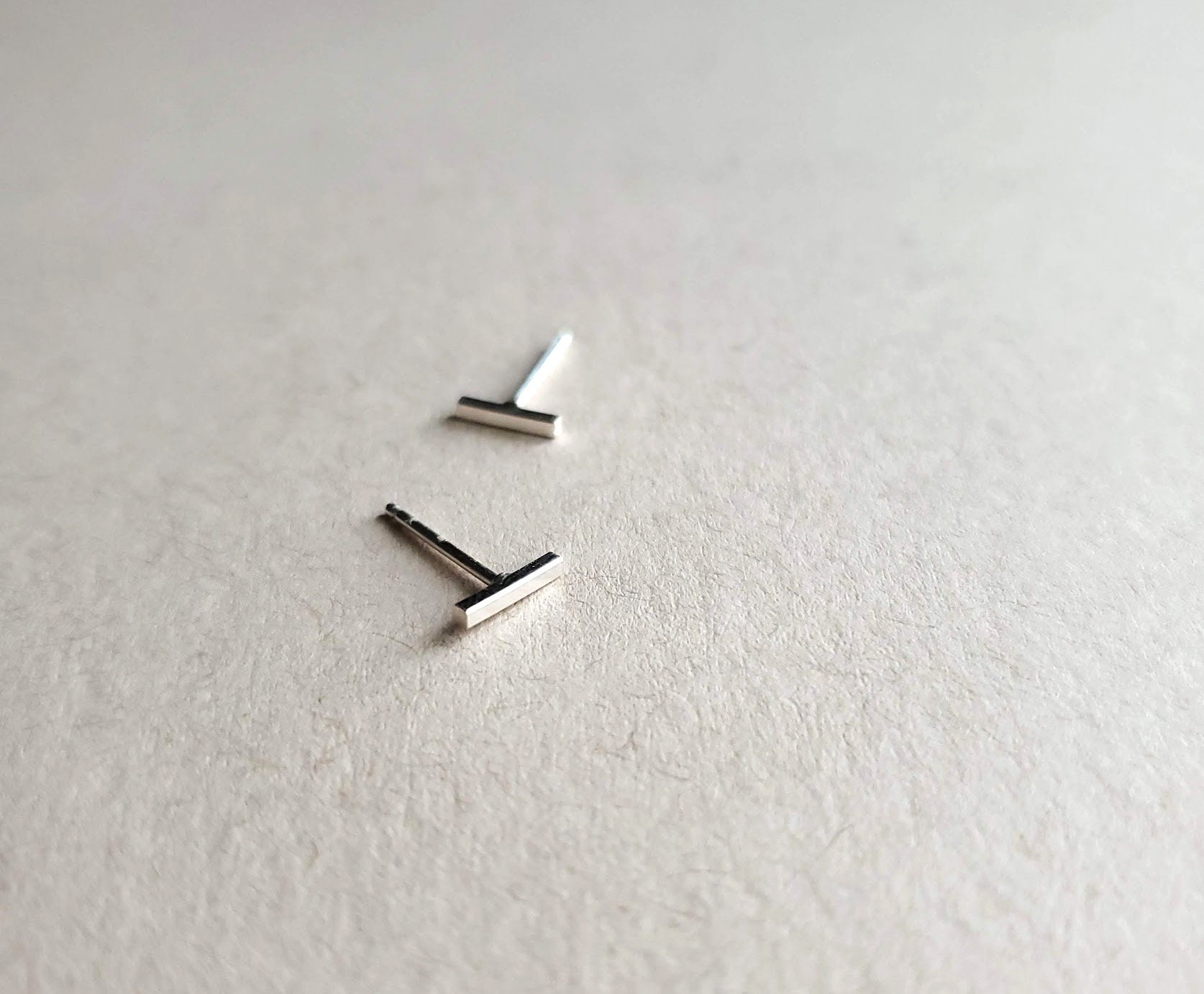 Classic Mini Bars 14k Gold and Sterling Silver Stud - Etsy