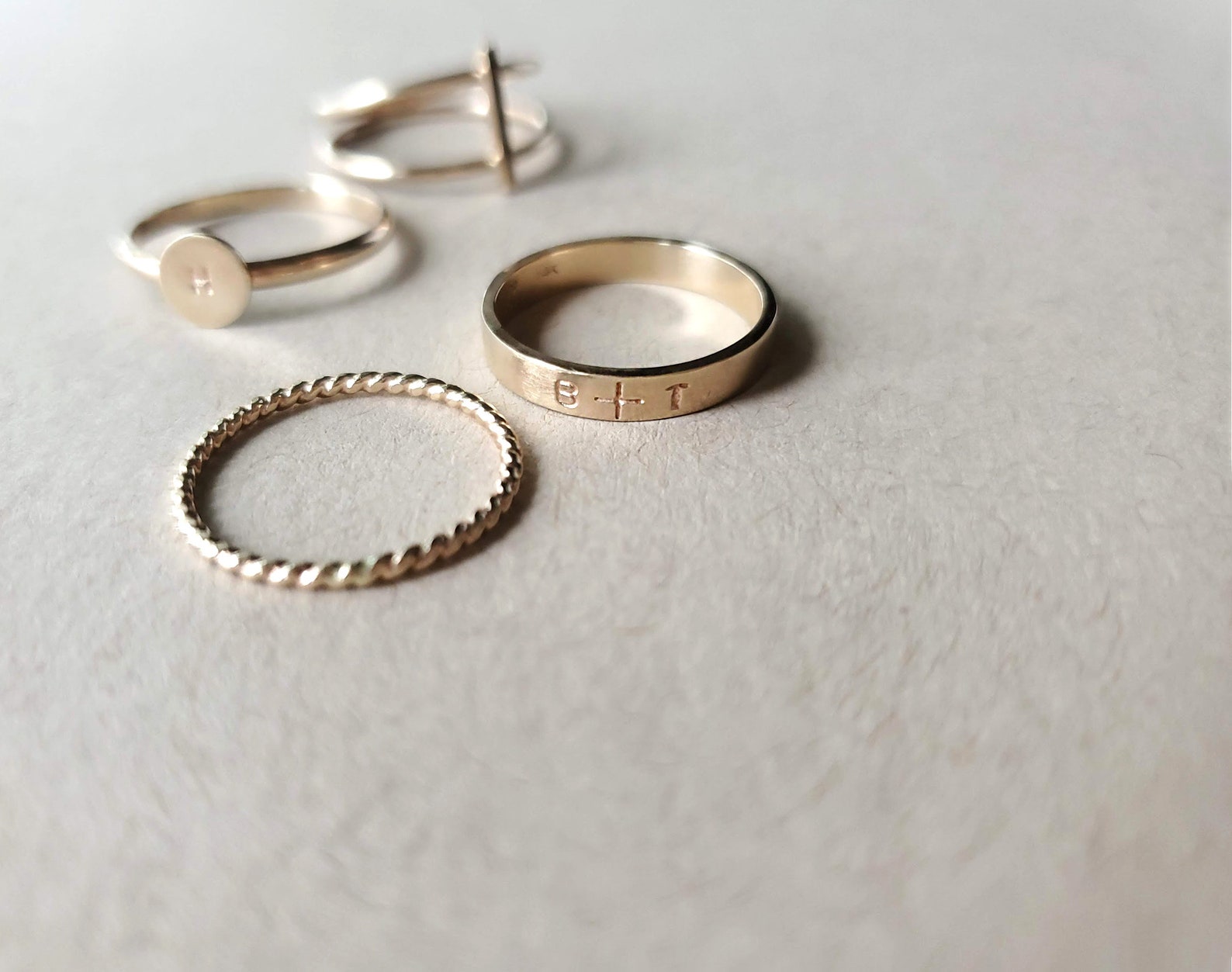 Custom Solid 14k Gold Stamp Ring Name or Date Ring Handmade | Etsy