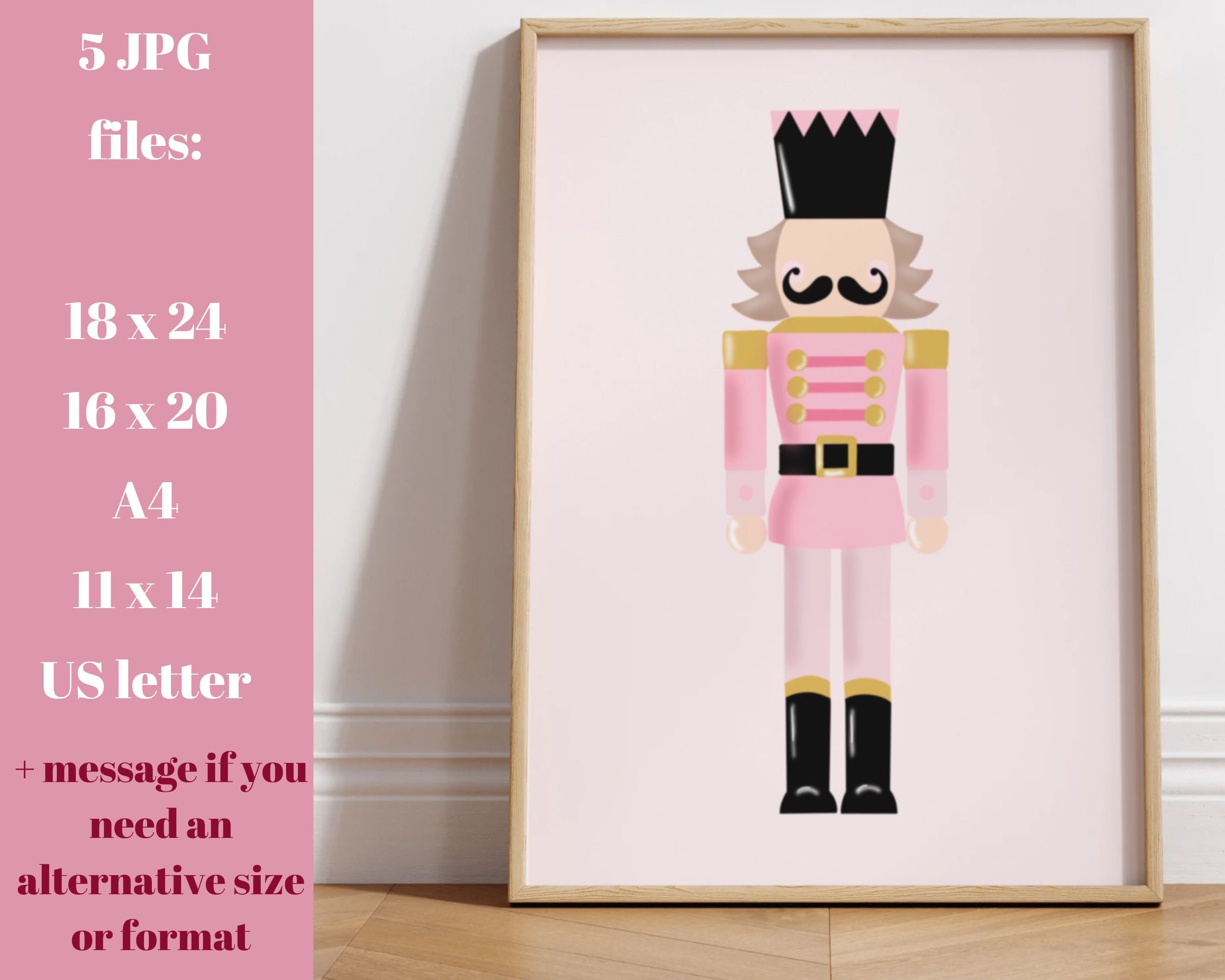 Pink Nutcracker Print Christmas Wall Art Printable - Etsy