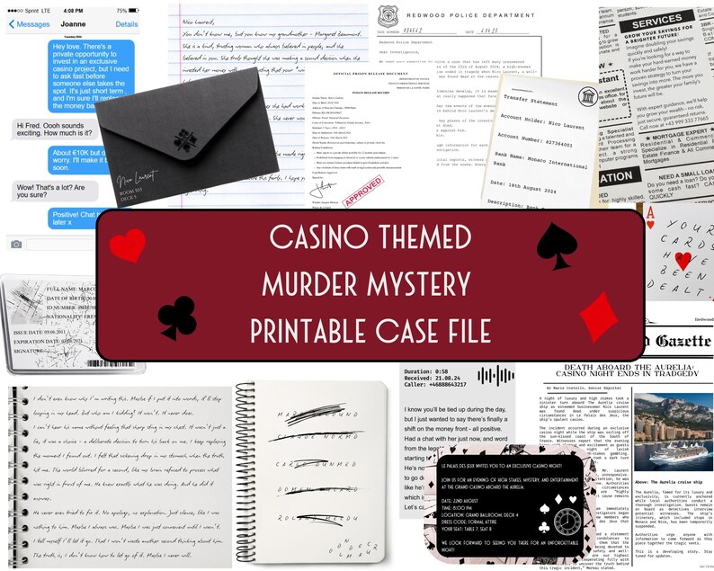 Printable Cold Case Murder Mystery Files - Digital Download - Detective ...