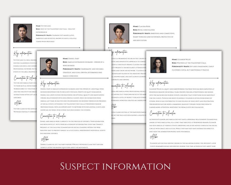 Murder Mystery Case Files Printable Valentines Date Night True Crime ...