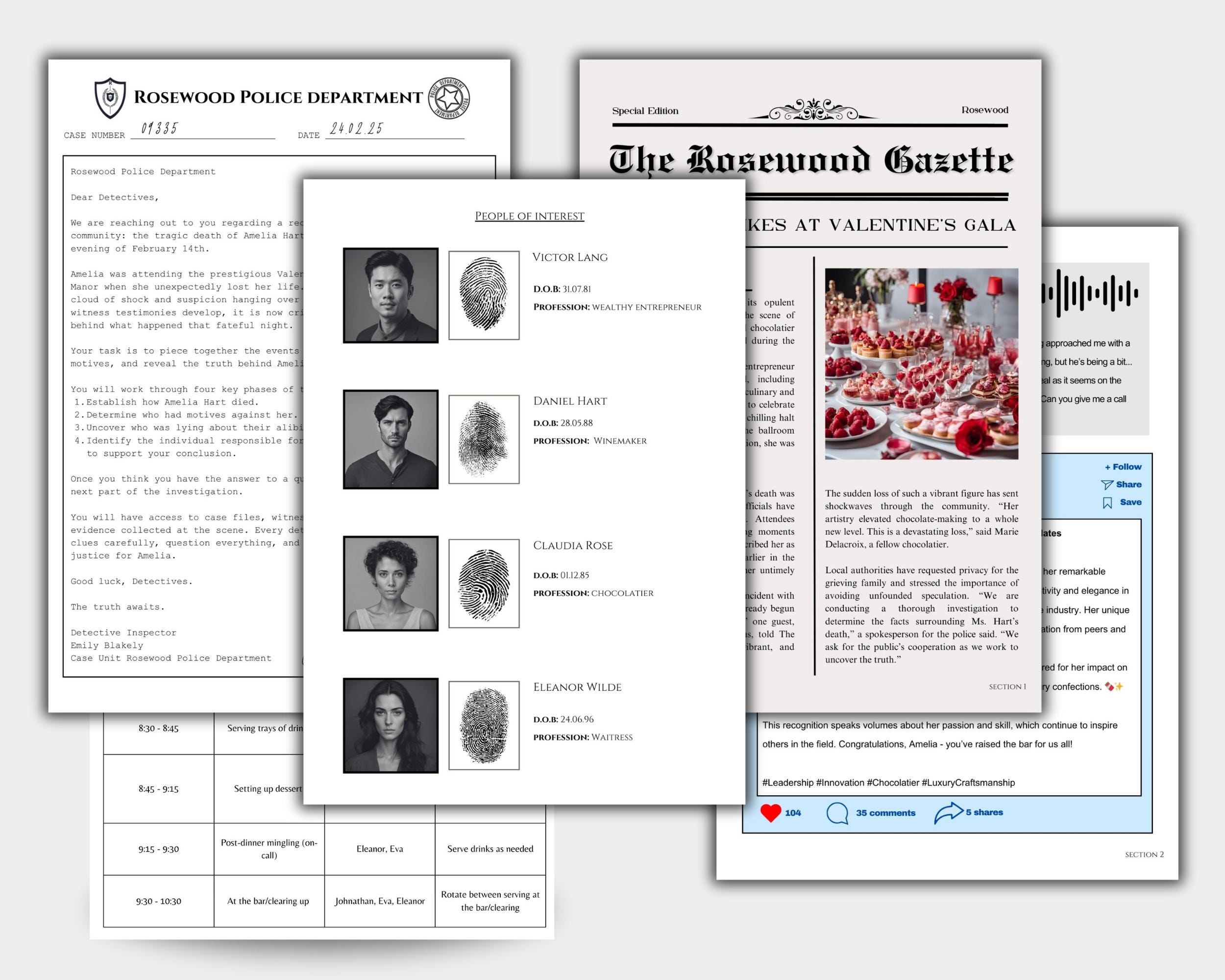 Murder Mystery Case Files Printable - Valentines Date Night- True Crime ...
