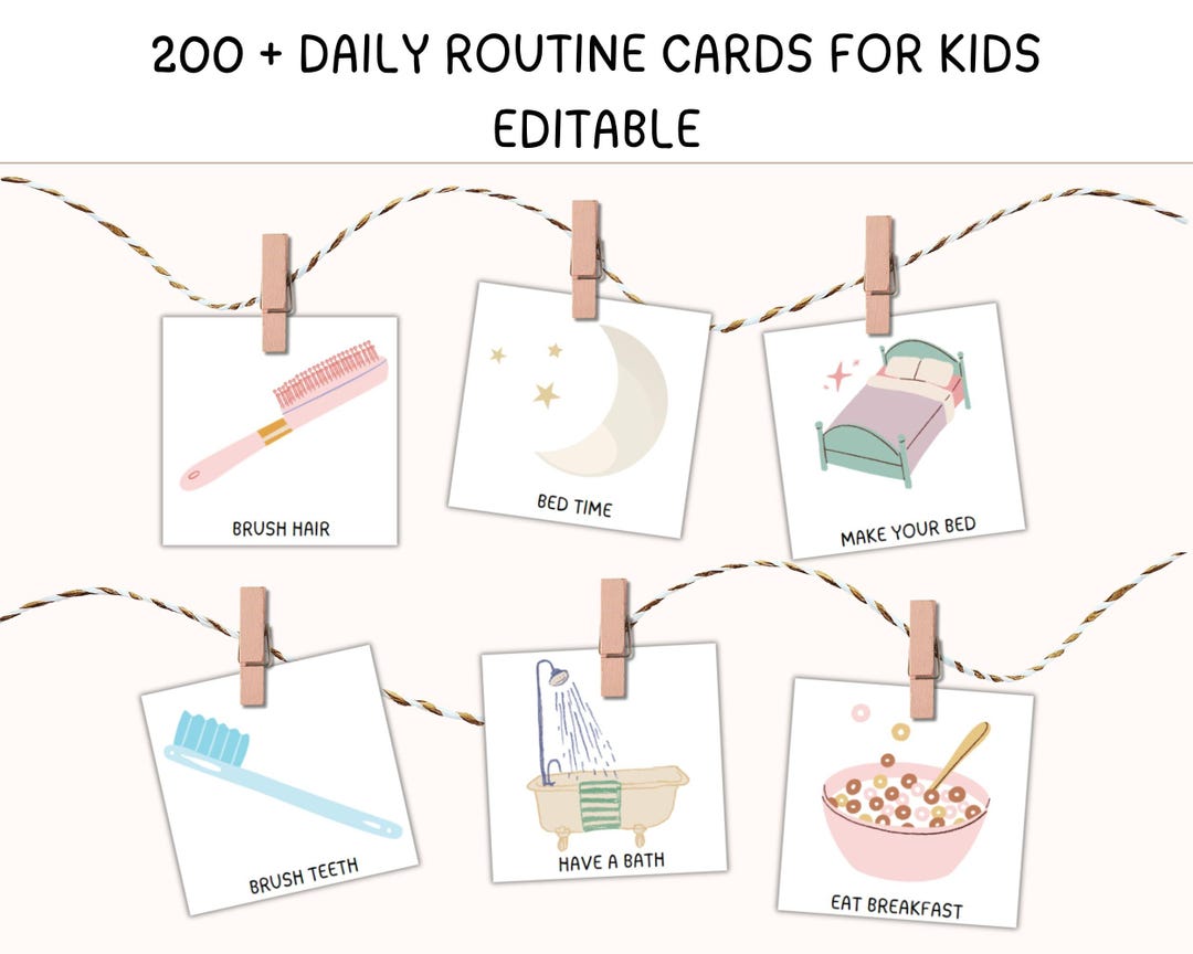 Editable Daily Routine Cards for Kids Daily Schedule Montessori Routine ...