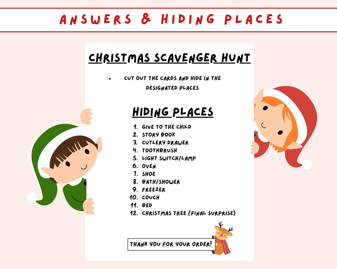 Kids Christmas Scavenger Hunt: Indoor Treasure Hunt (digital Download ...
