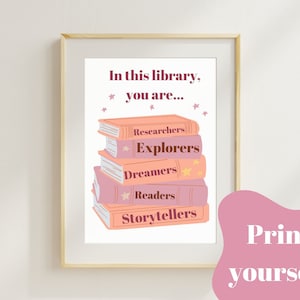 Children's Library Print: Book Lover Classroom Decor (digital Download ...