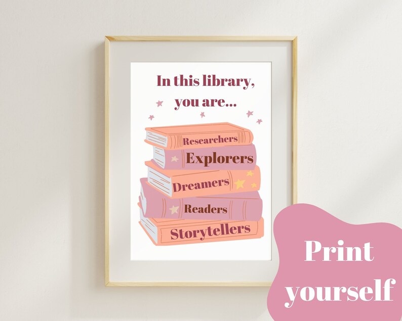 Children's Library Print: Book Lover Classroom Decor (digital Download ...