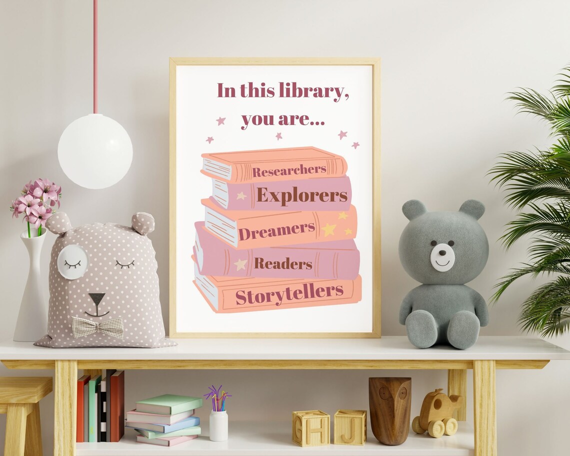 Children's Library Print: Book Lover Classroom Decor (digital Download ...