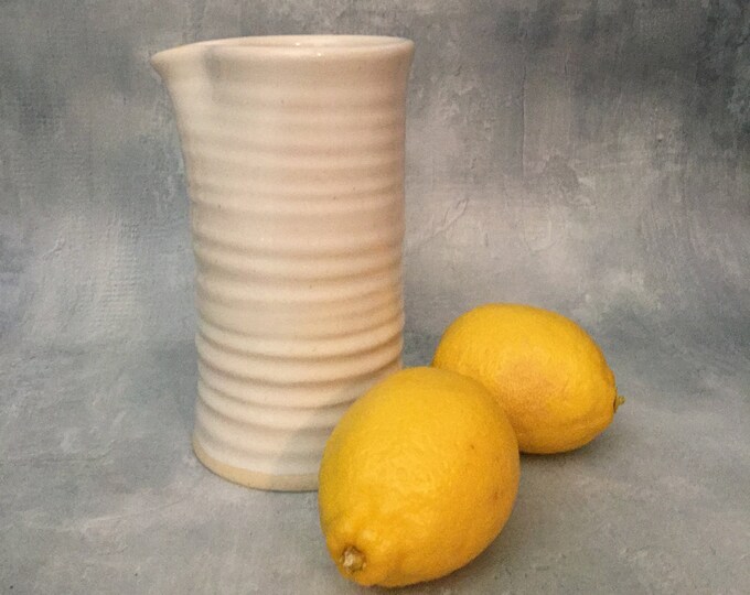 White Ceramic Pitcher, Handleless Pitcher, Farmhouse Decor ...