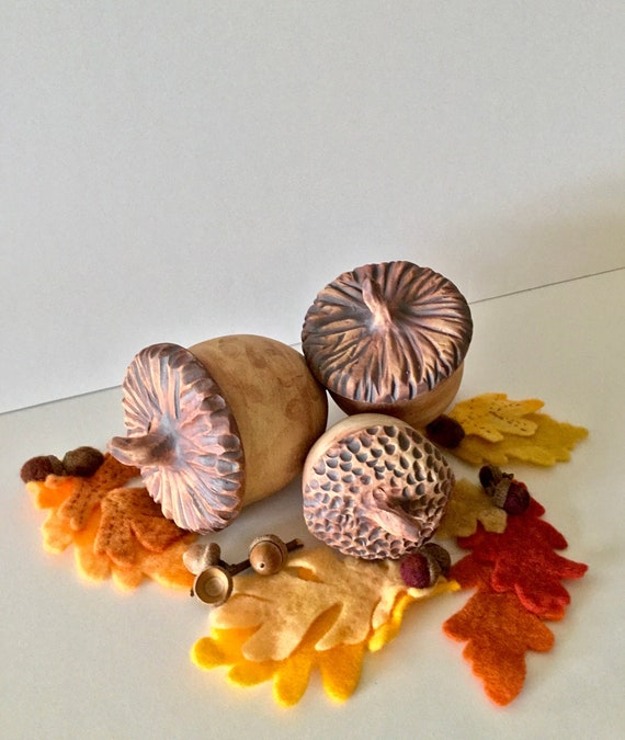 Ceramic Acorns Set of 3 Fall Decor Seasonal Decor Tabletop - Etsy UK