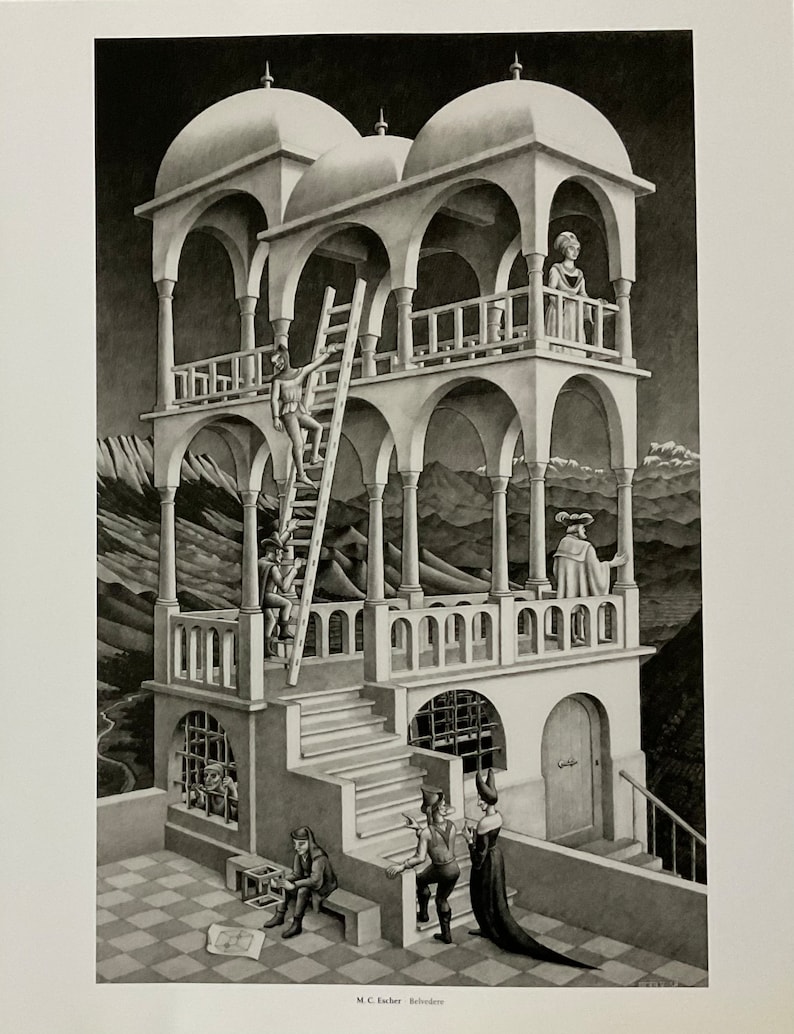 M.C. Escher - Belvedere - Limited Edition Offset Lithograph, Cm 36x28 ...