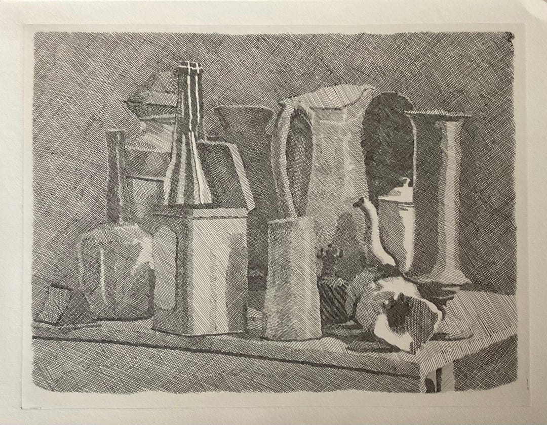 Giorgio Morandi - Large Still Life With Coffee Pot - 1990 Engraving, Cm ...