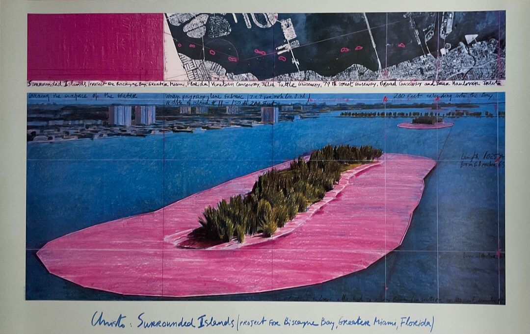 Christo - Surrounded Islands - Lithographic Poster 97x62 Cm - Etsy