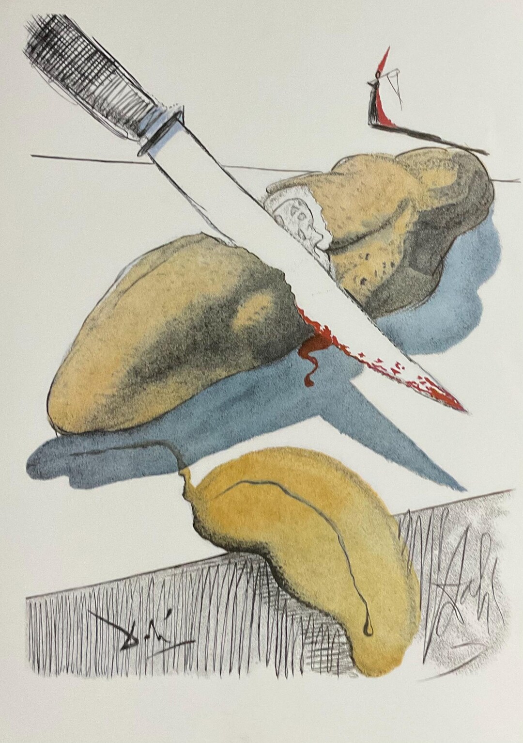 Salvador Dalí - Waiting for Chocolate - 1980, Rare Lithograph 47x32 Cm ...
