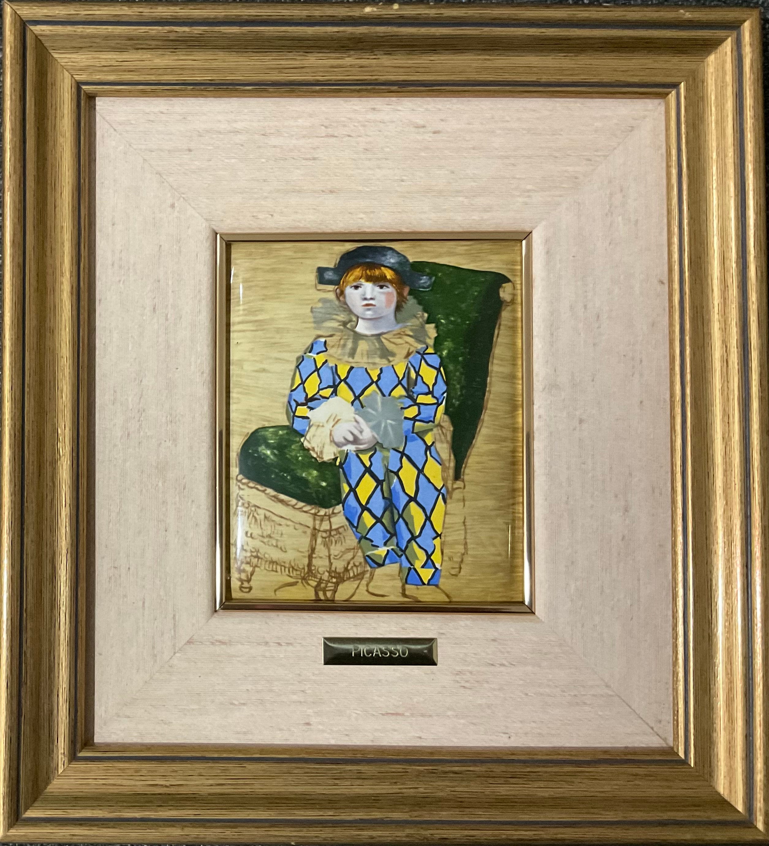 Pablo Picasso Pensive Harlequin 34x31 Cm With Frame - Etsy
