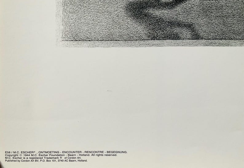 M.C. Escher - Encounter - Limited Edition Offset Lithograph, Cm 65x55 ...