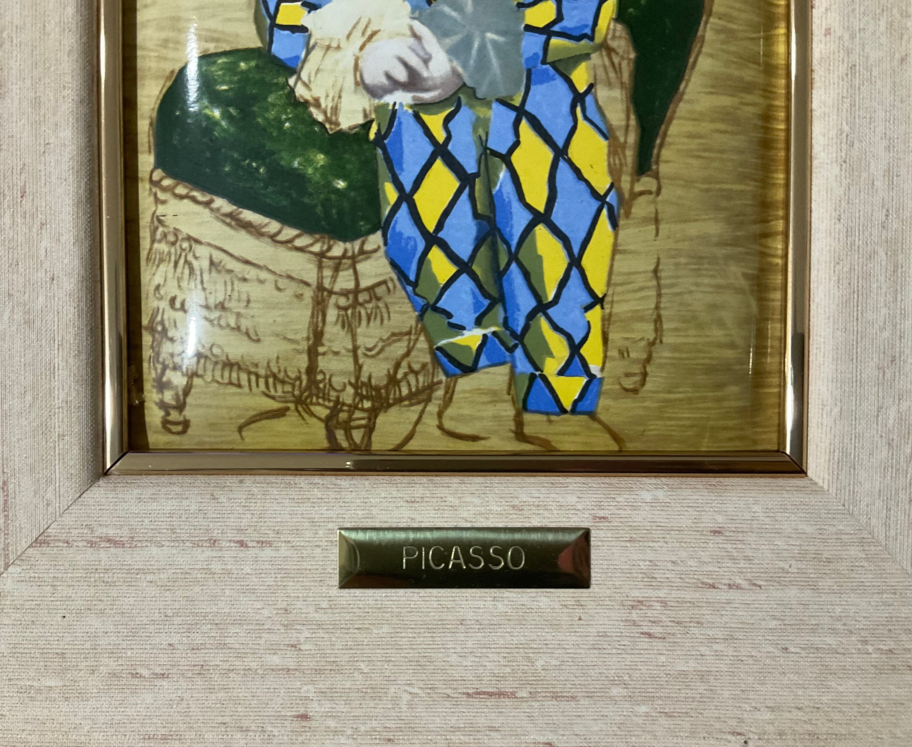 Pablo Picasso Pensive Harlequin 34x31 Cm With Frame - Etsy