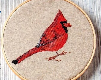Cardinal and Holly Cross Stitch Pattern , Modern Cross Stitch Pattern ...