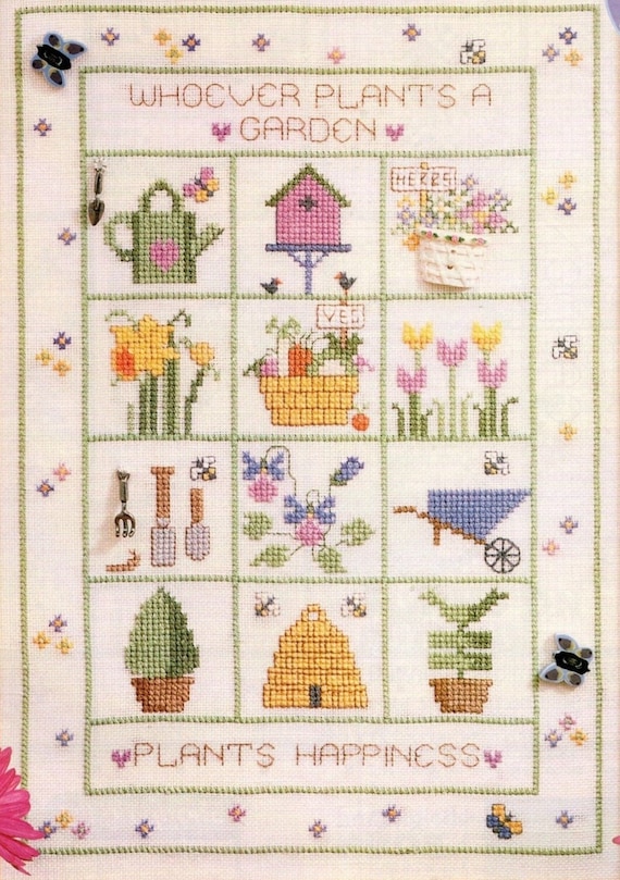 Garden Sampler Cross Stitch Pdf Pattern - Etsy