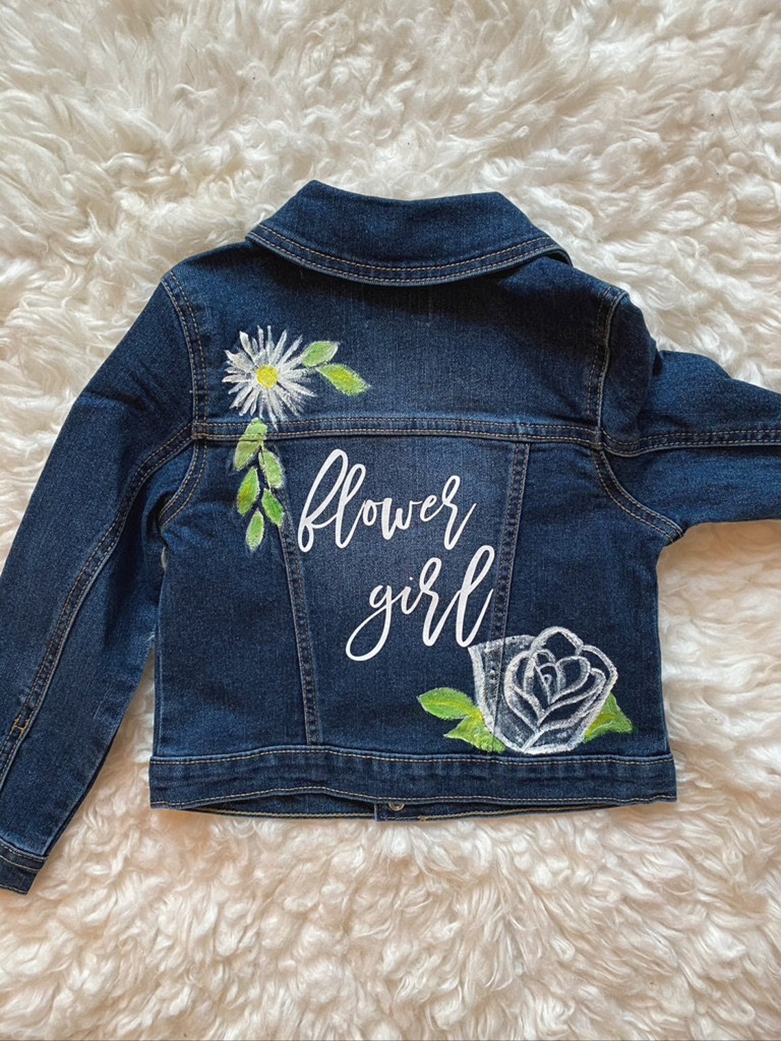 Flower Girl Denim Jacket / Handpainted Floral Design / Wedding | Etsy