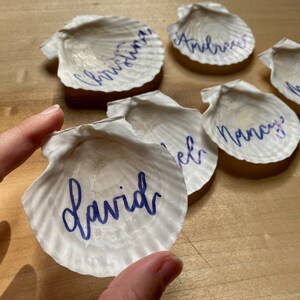 NAVY Seashells / Wedding Personalized Shells Table Name Plates Place ...