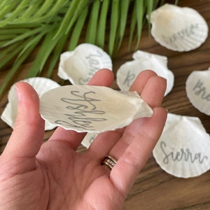 SILVER Seashells / Wedding Personalized Shells Table Name Plates Place ...