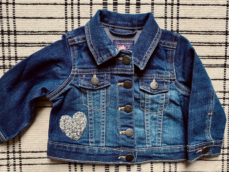 Sparkle Heart Denim Jacket / Personalized Custom Name/unisex Baby ...