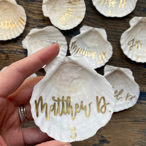 Seashells Ornament Handwritten Wedding Personalized Table Name - Etsy