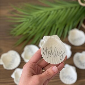 SILVER Seashells / Wedding Personalized Shells Table Name Plates Place ...